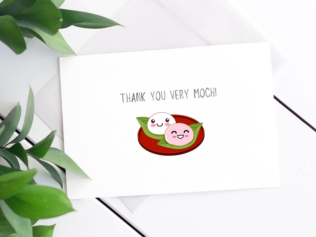 Thank You Very Mochi, Thank You Card, Food Pun Card, Mochi Card, Thank ...