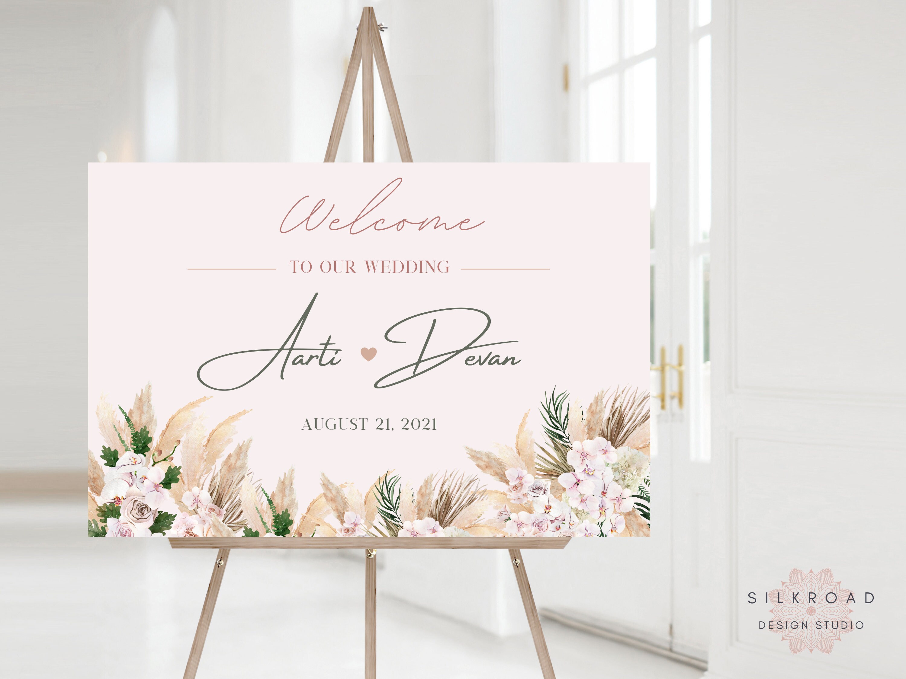 Indian Wedding Sign in Blush With Boho Palmas. Perfect for - Etsy