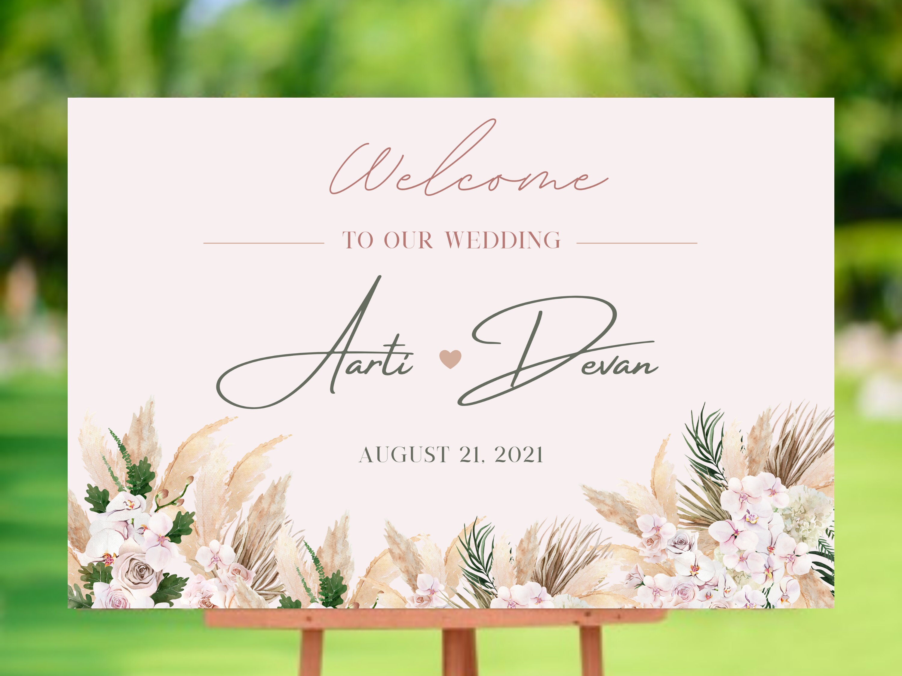 Indian Wedding Sign in Blush With Boho Palmas. Perfect for - Etsy