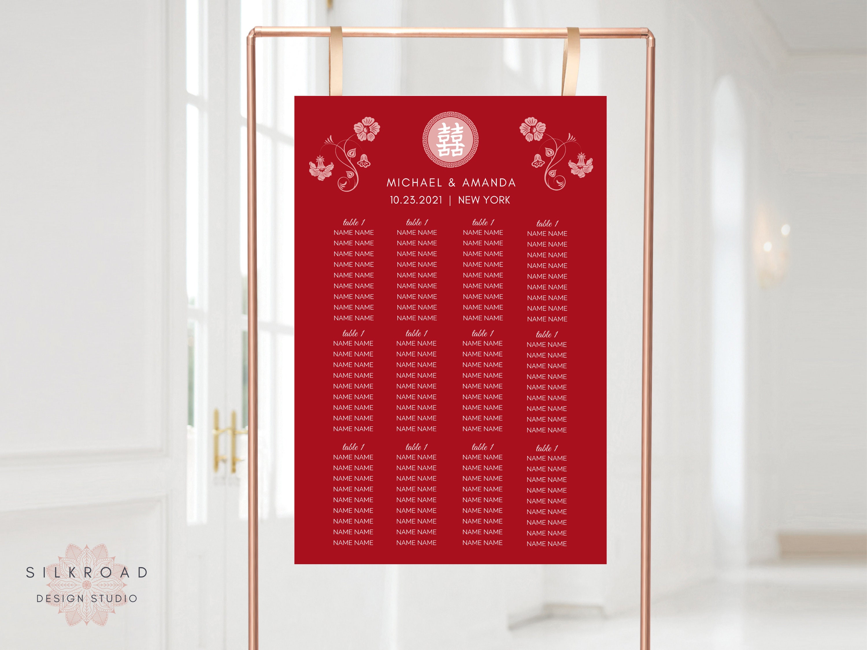 Seating Chart for Chinese Wedding Decor. Double Happiness Sign - Etsy