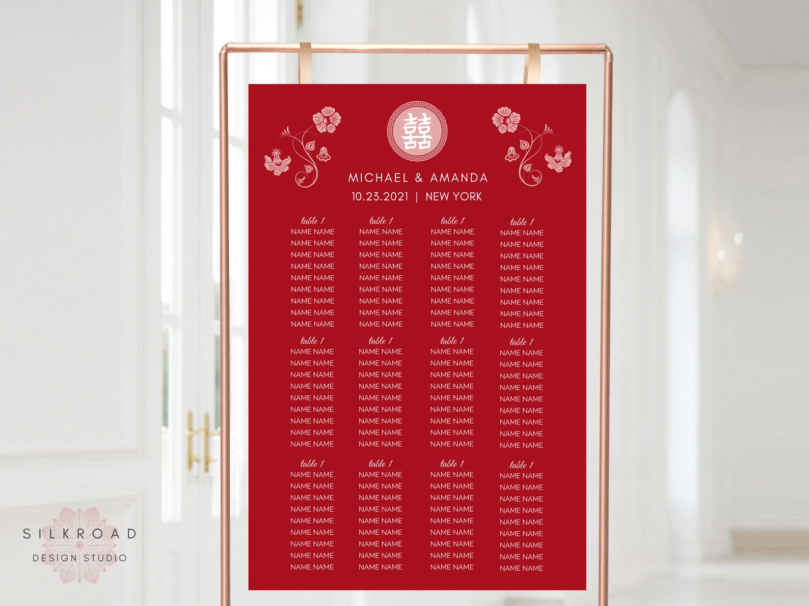 Seating Chart for Chinese Wedding Decor. Double Happiness Sign - Etsy