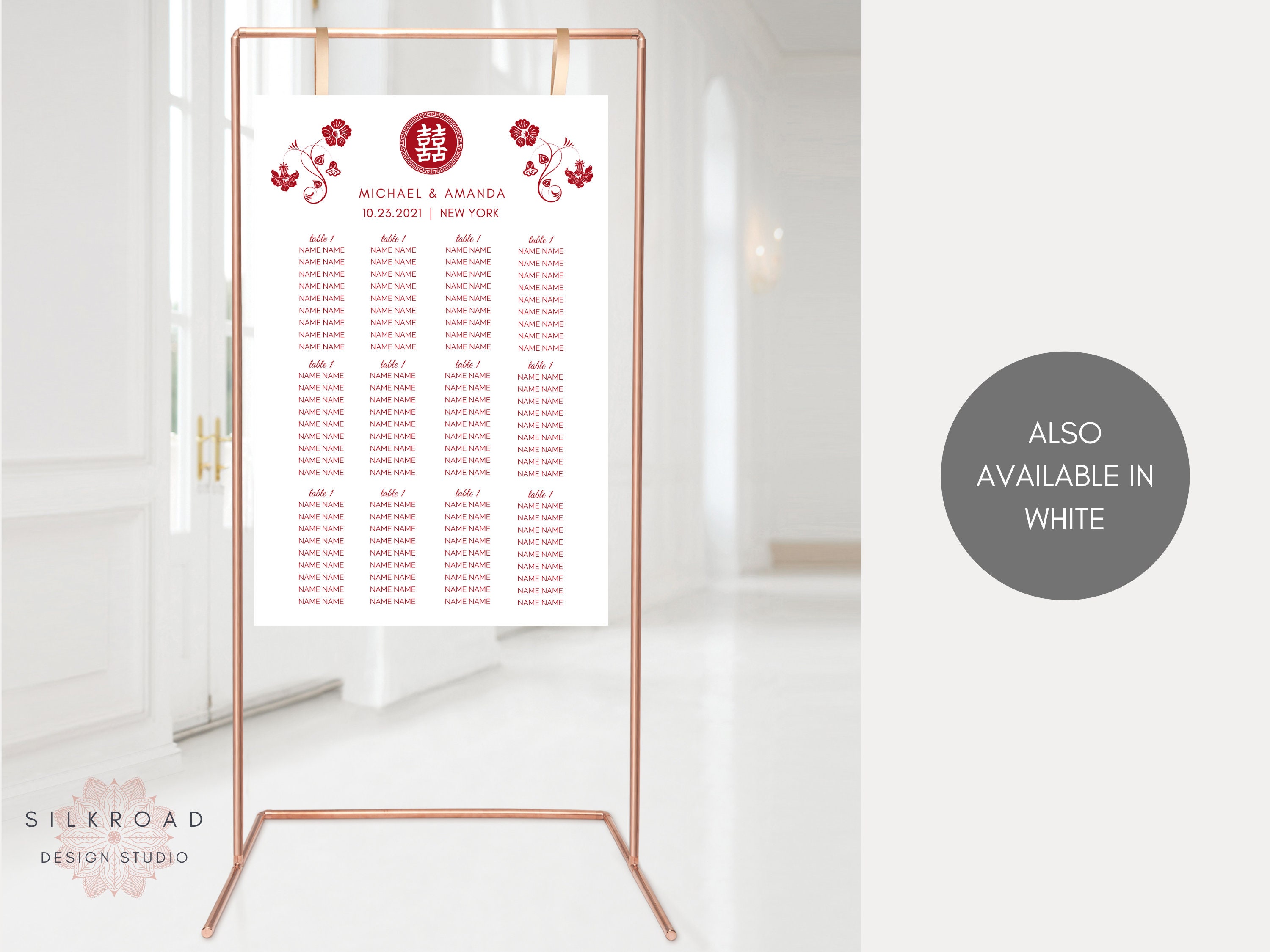 Seating Chart for Chinese Wedding Decor. Double Happiness Sign - Etsy