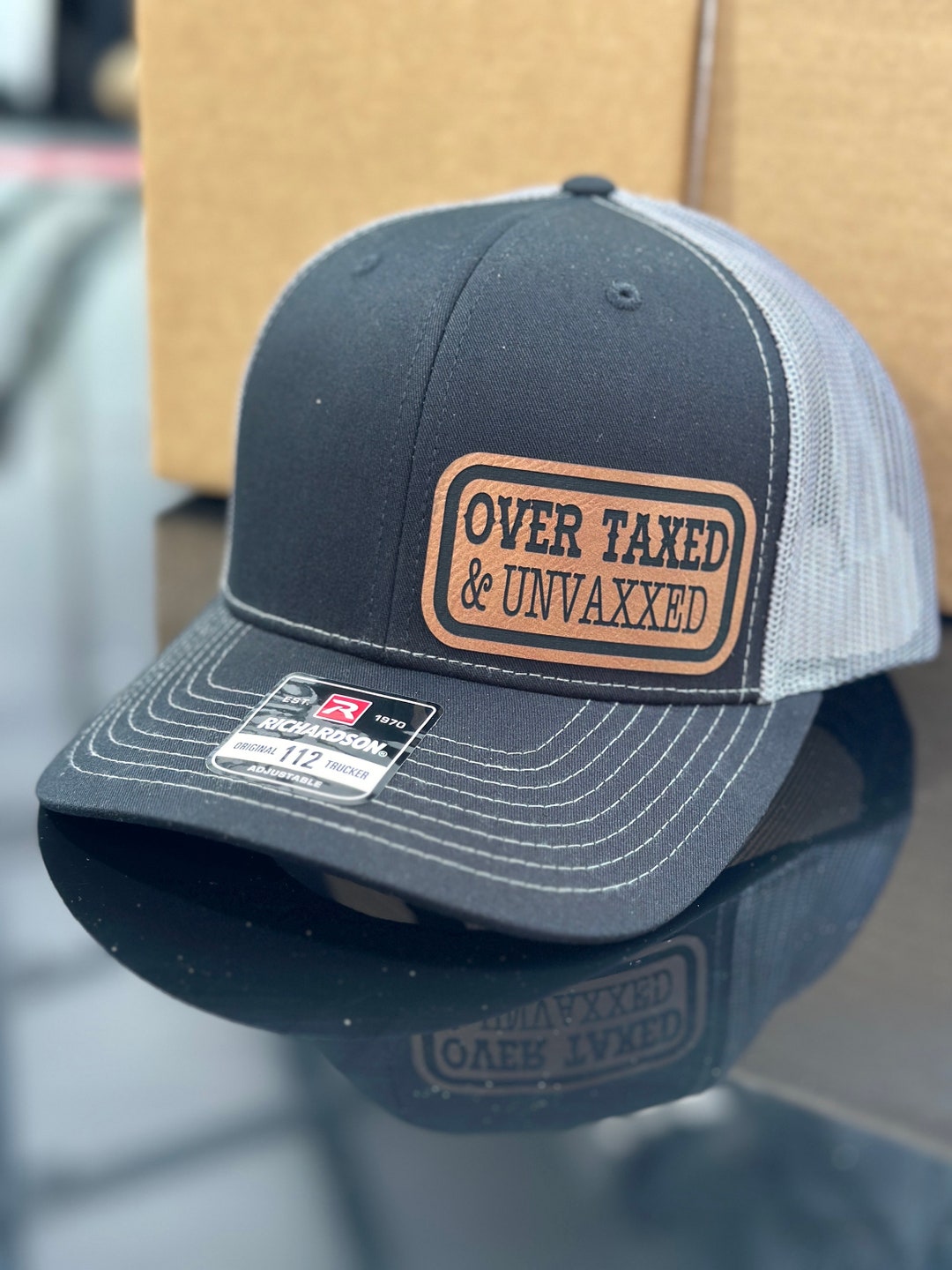 Over Taxed, Unvaxxed, Leatherette Patch Hat - Etsy