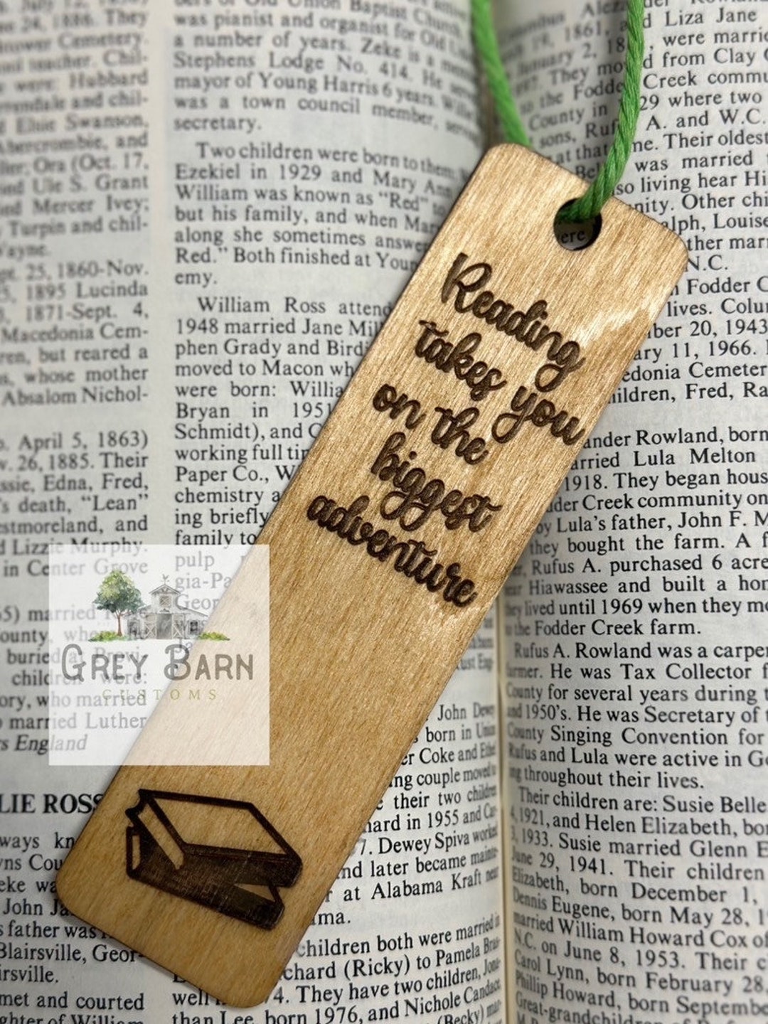 Wooden Bookmark, Custom Bookmark, Wood Engraved Bookmark, Gifts for Her ...