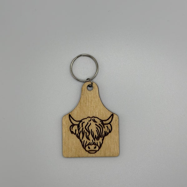 Cow Tag Keychain - Etsy