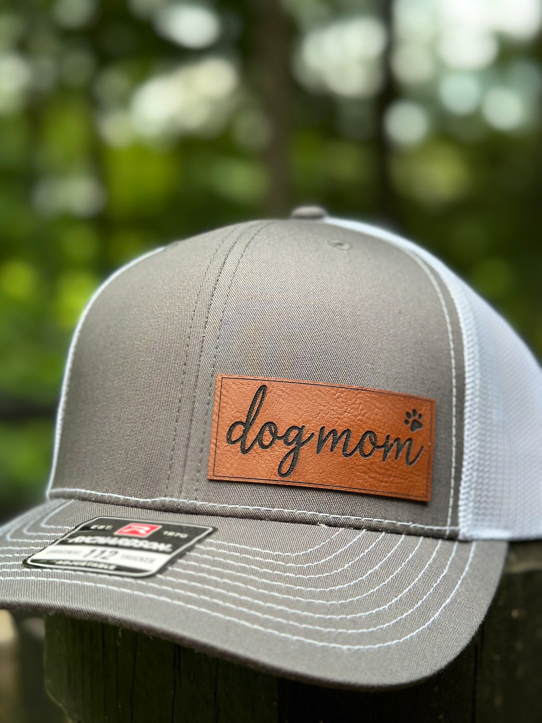 Dog Mom, Leatherette Patch Hat, Laser Engraved Hat Patch - Etsy