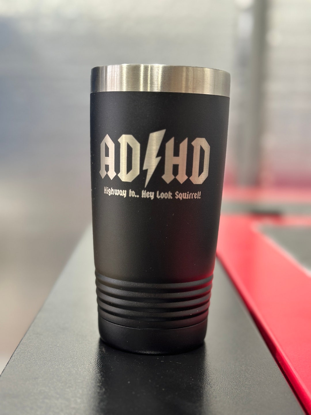 ADHD Highway to Hey Look Squirrel 20 Oz Black Engraved Tumbler - Etsy