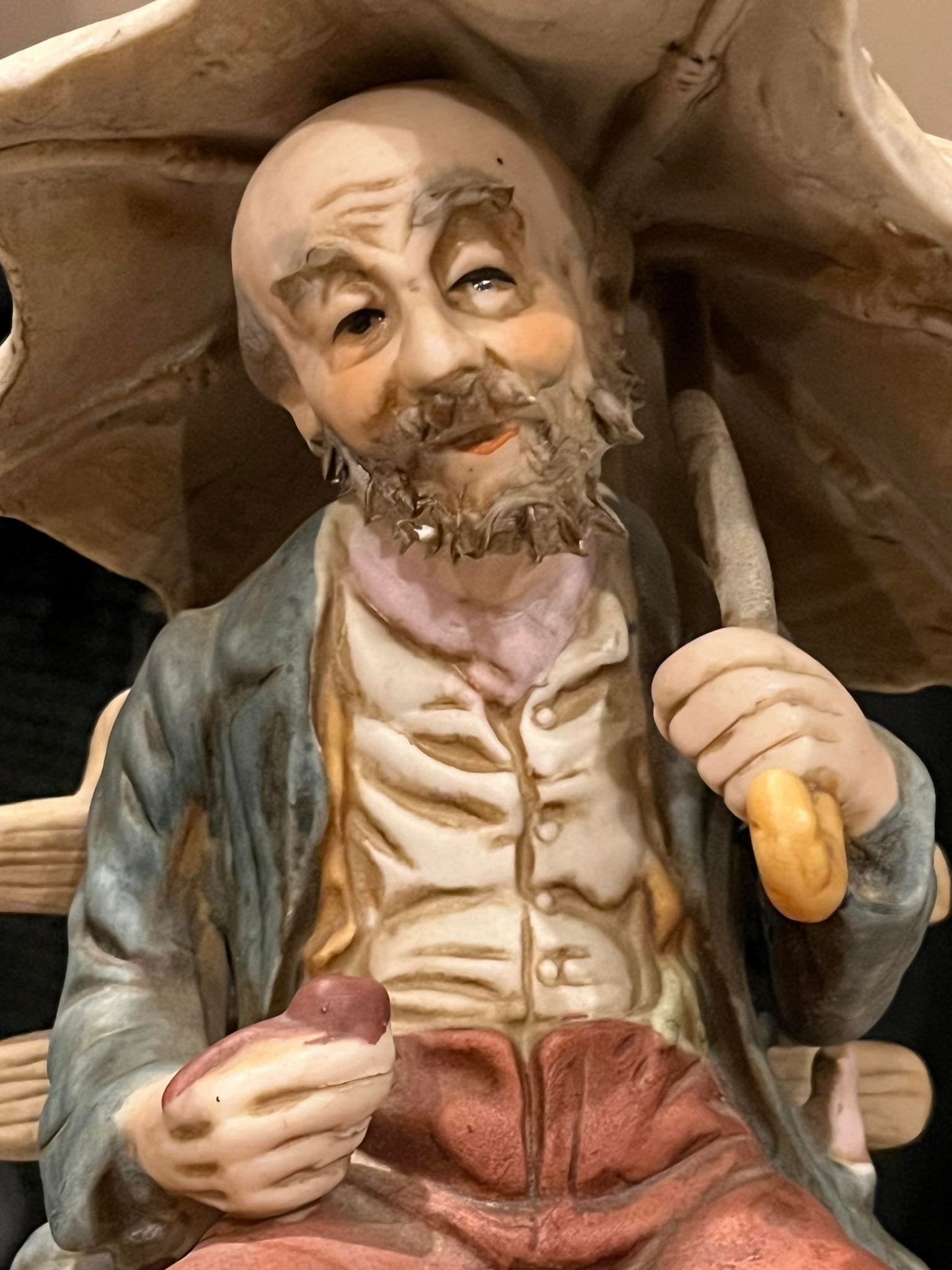 Vintage Ceramic Hobo Man Sitting on Bench With Umbrella Figurine - Etsy