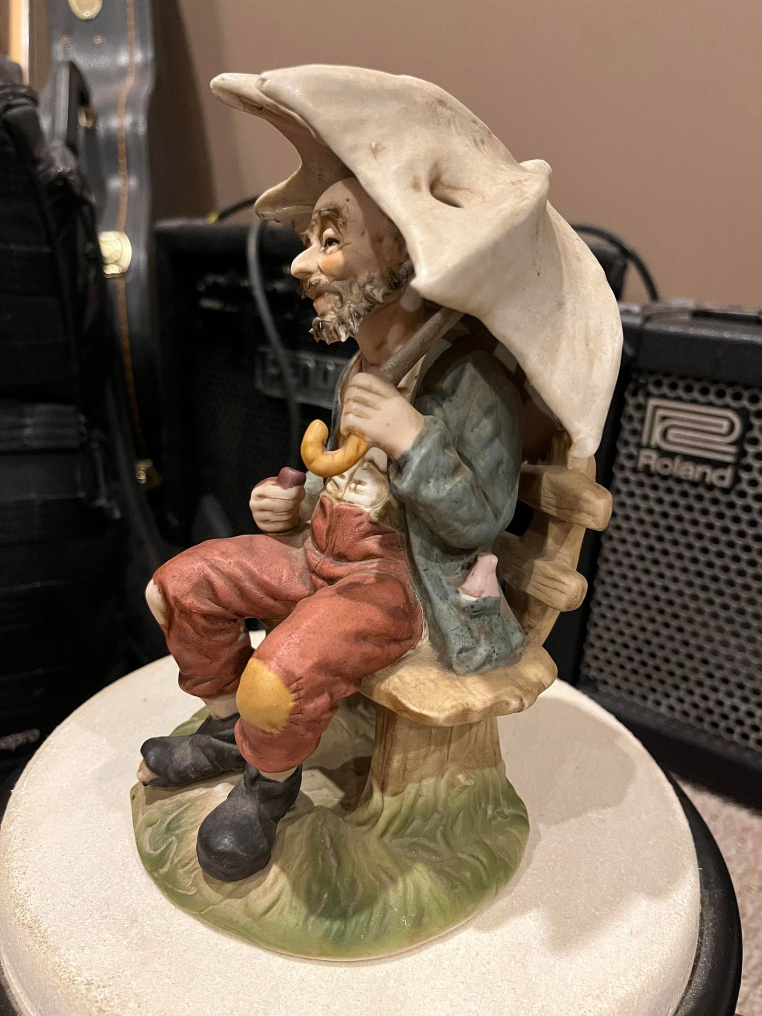 Vintage Ceramic Hobo Man Sitting on Bench With Umbrella Figurine - Etsy