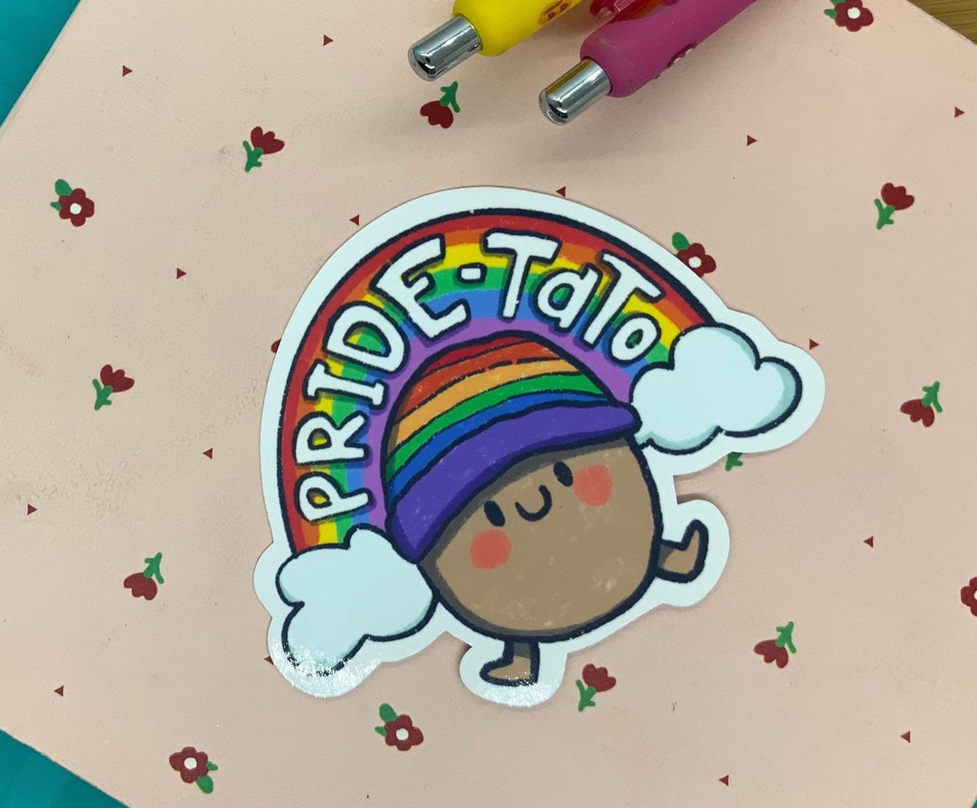 Pride Potato Sticker With Rainbow | Cute Diecut Vinyl Sticker | Kawaii ...