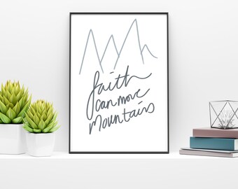 Digital Printable Bible Verse Faith Can Move Mountains - Etsy