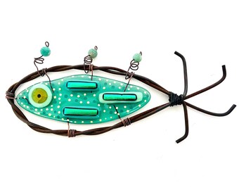 Fused Glass Wire Wrapped Fish - Etsy