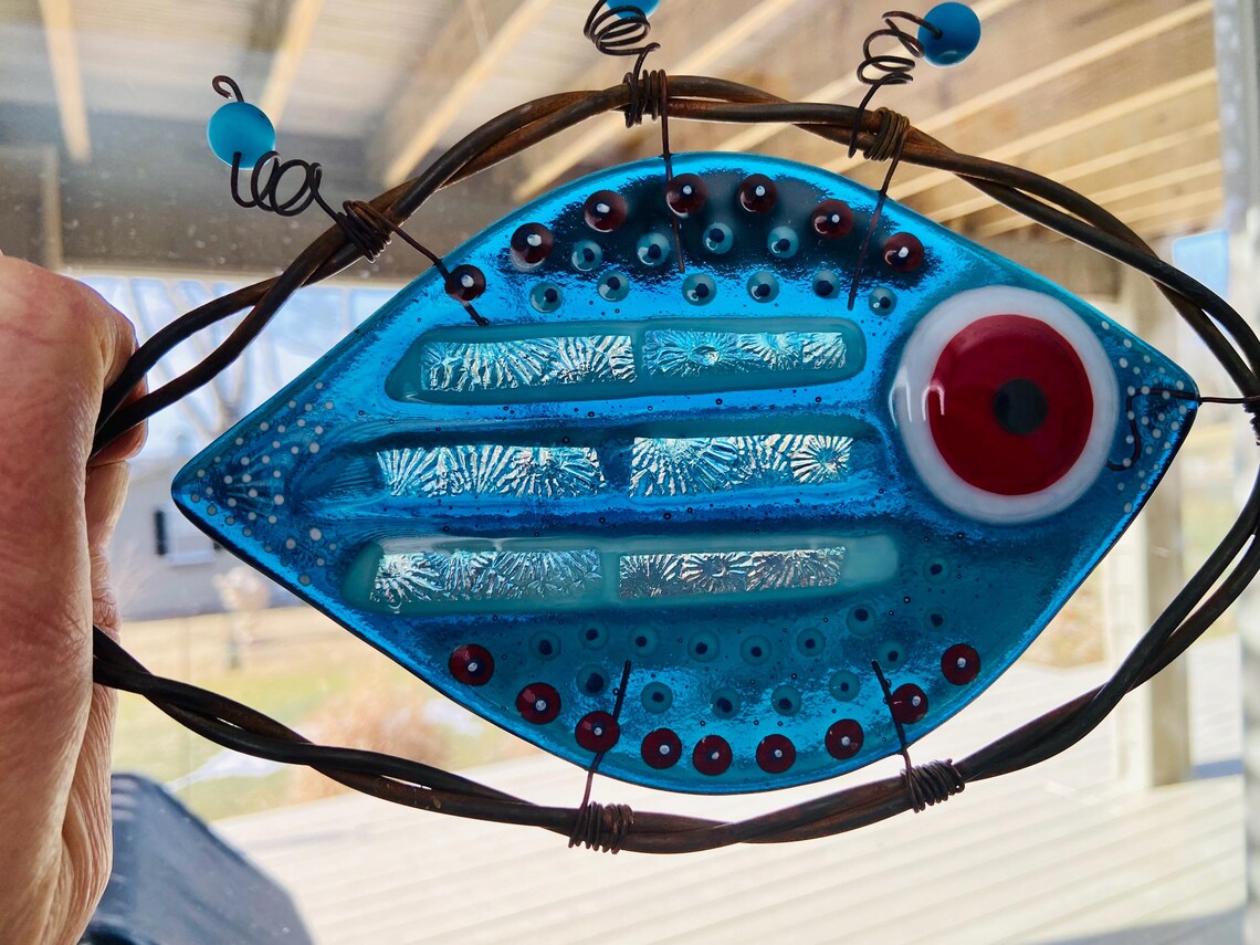 Fused Glass Wire Wrapped Fish - Etsy