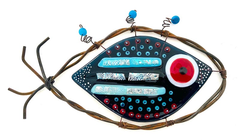 Fused Glass Wire Wrapped Fish - Etsy