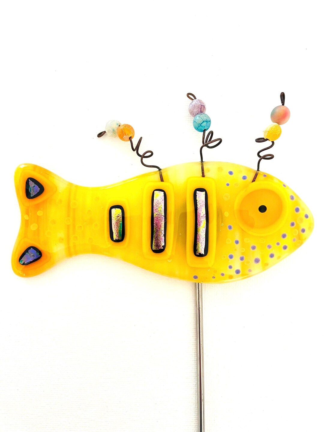 Fused Glass Fish Pot Stake - Etsy