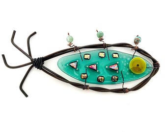 Fused Glass Wire Wrapped Fish - Etsy