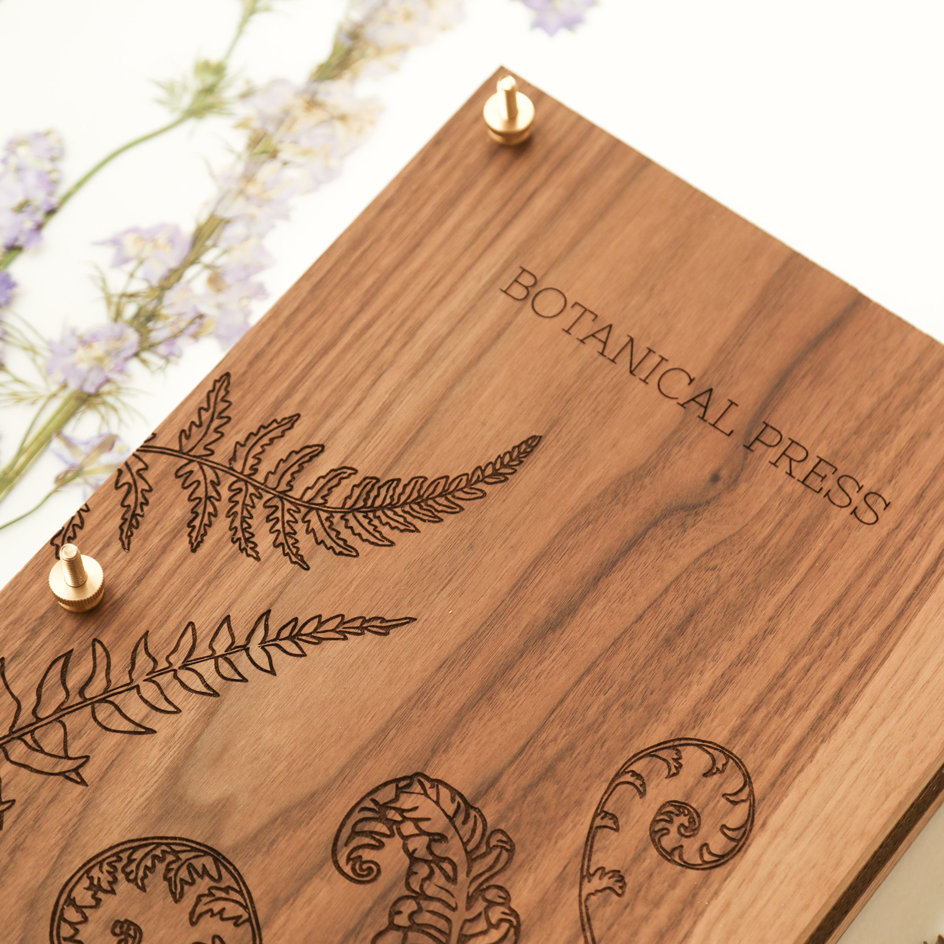 Large Flower Press With Fern Design Personalized Botanical - Etsy