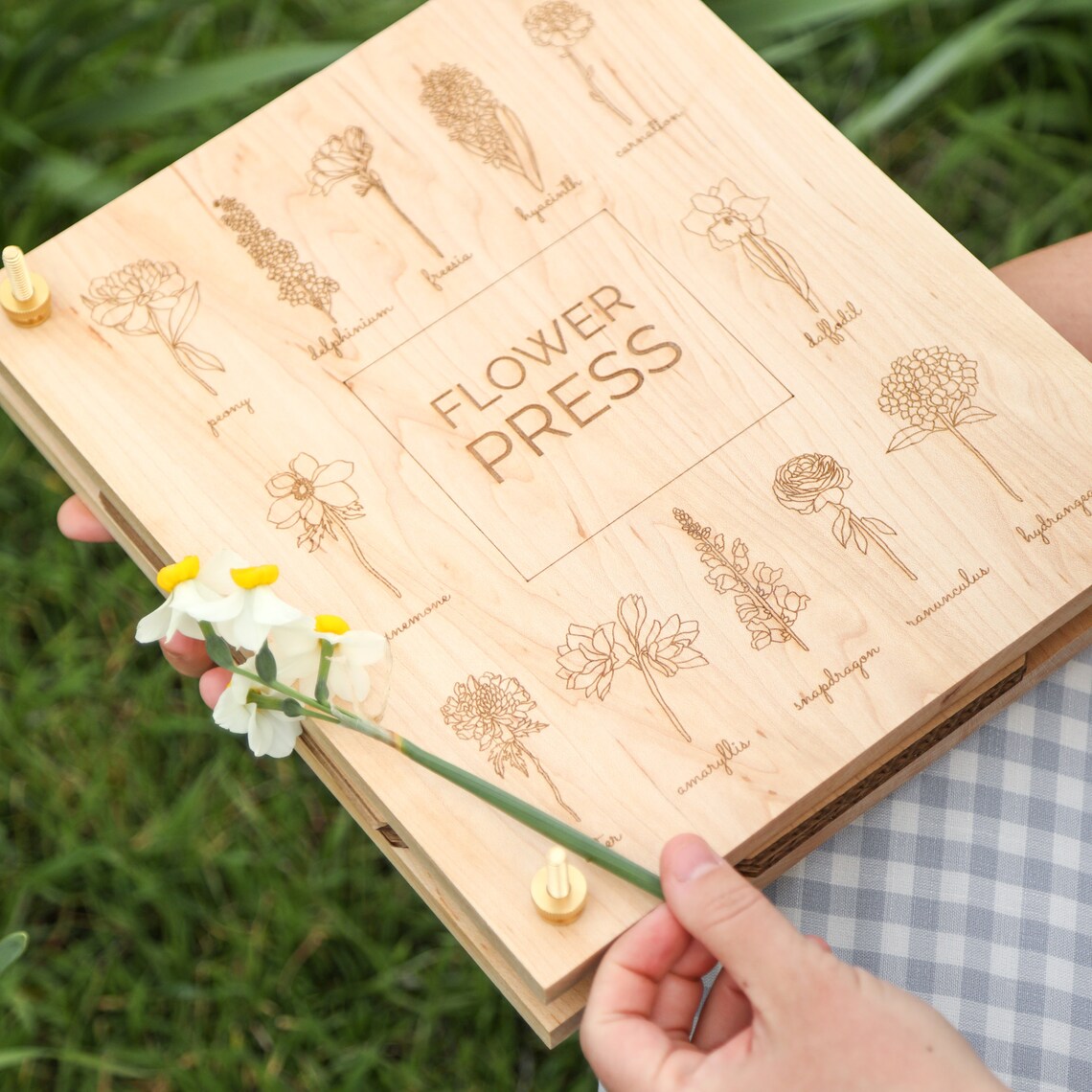 Flower Press with Garden Floral Design Personalized Botanical | Etsy