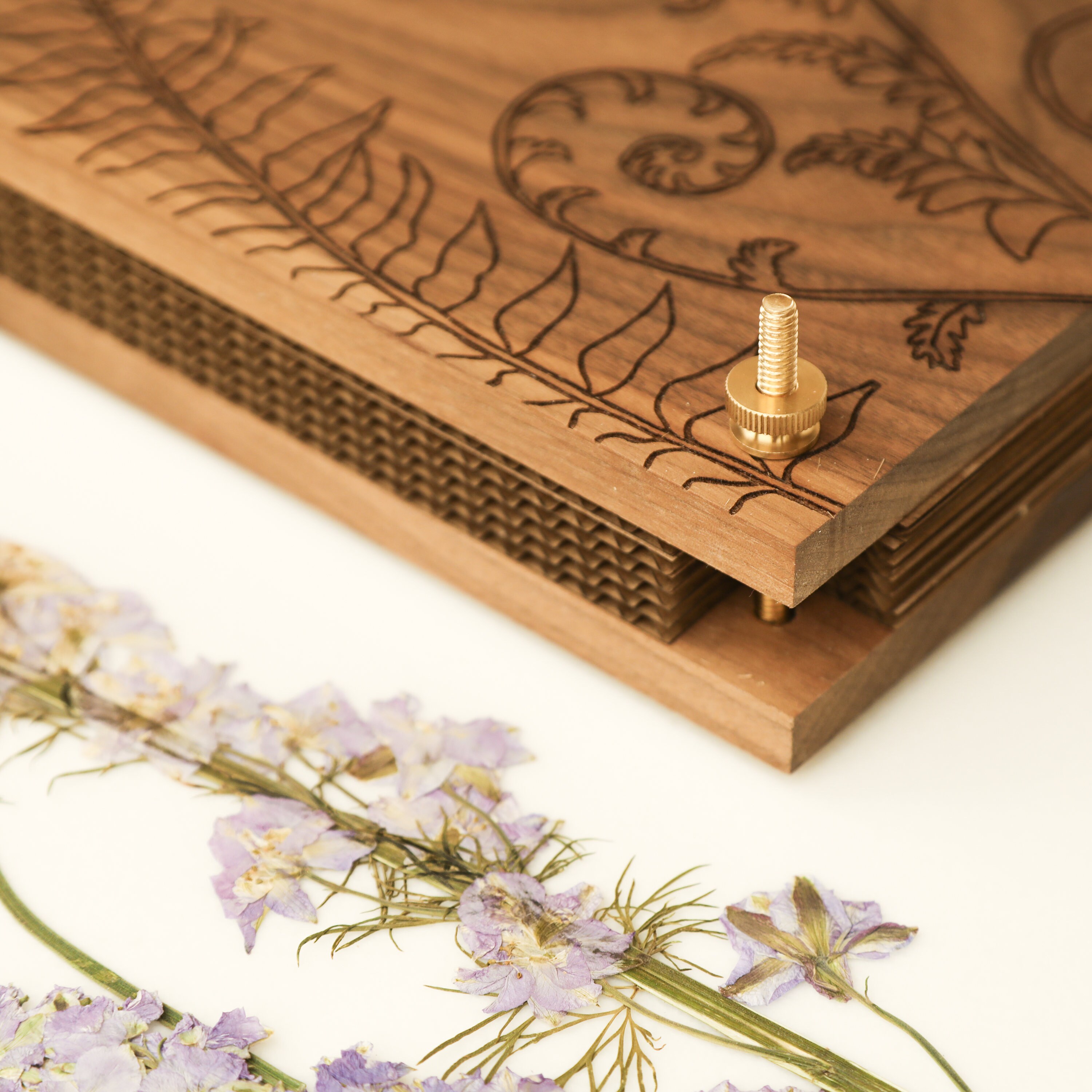 Large Flower Press With Fern Design Personalized Botanical - Etsy