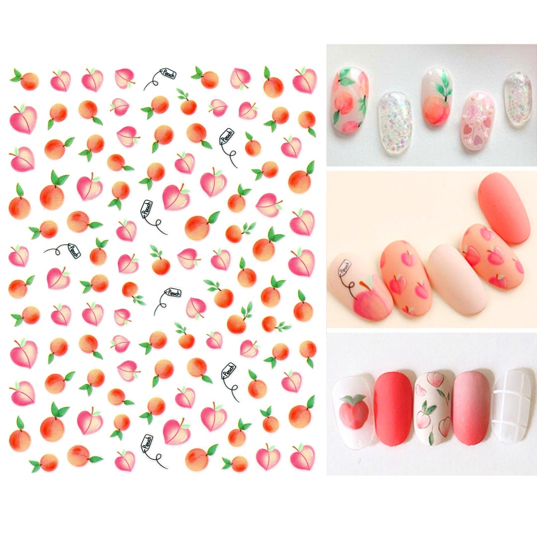 Peach Momo Nail Art Stickers | Cute Fruit Self Adhesive Nail Decals ...