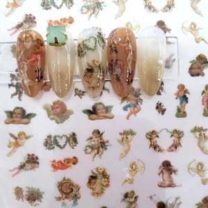 4 Sheets Baby Angels Cherub Nail Art Stickers | Cupid Love Bow ...