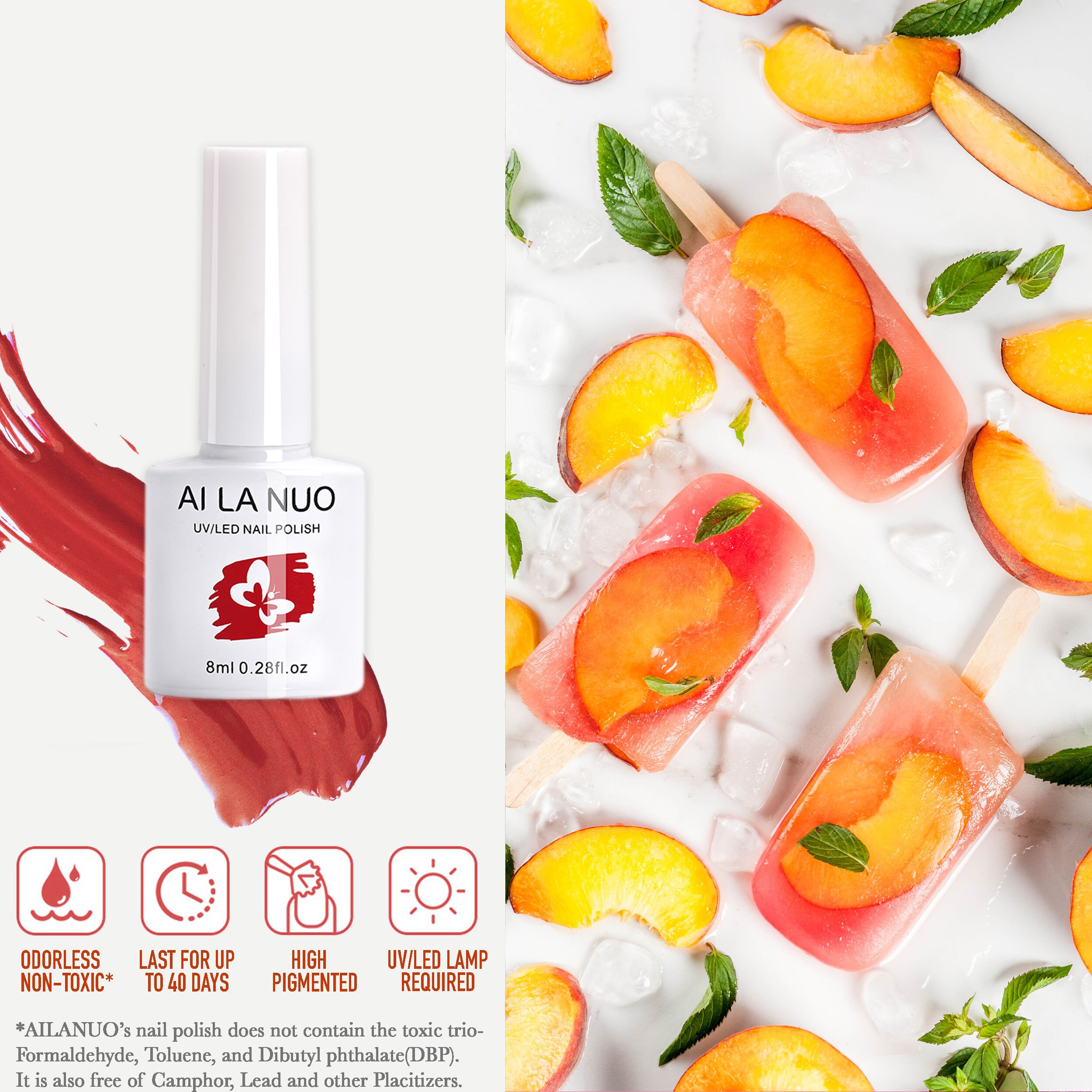 Rosy Peach Set GEL Nail Polish 8ml 4 Colors Soak off UV/LED - Etsy