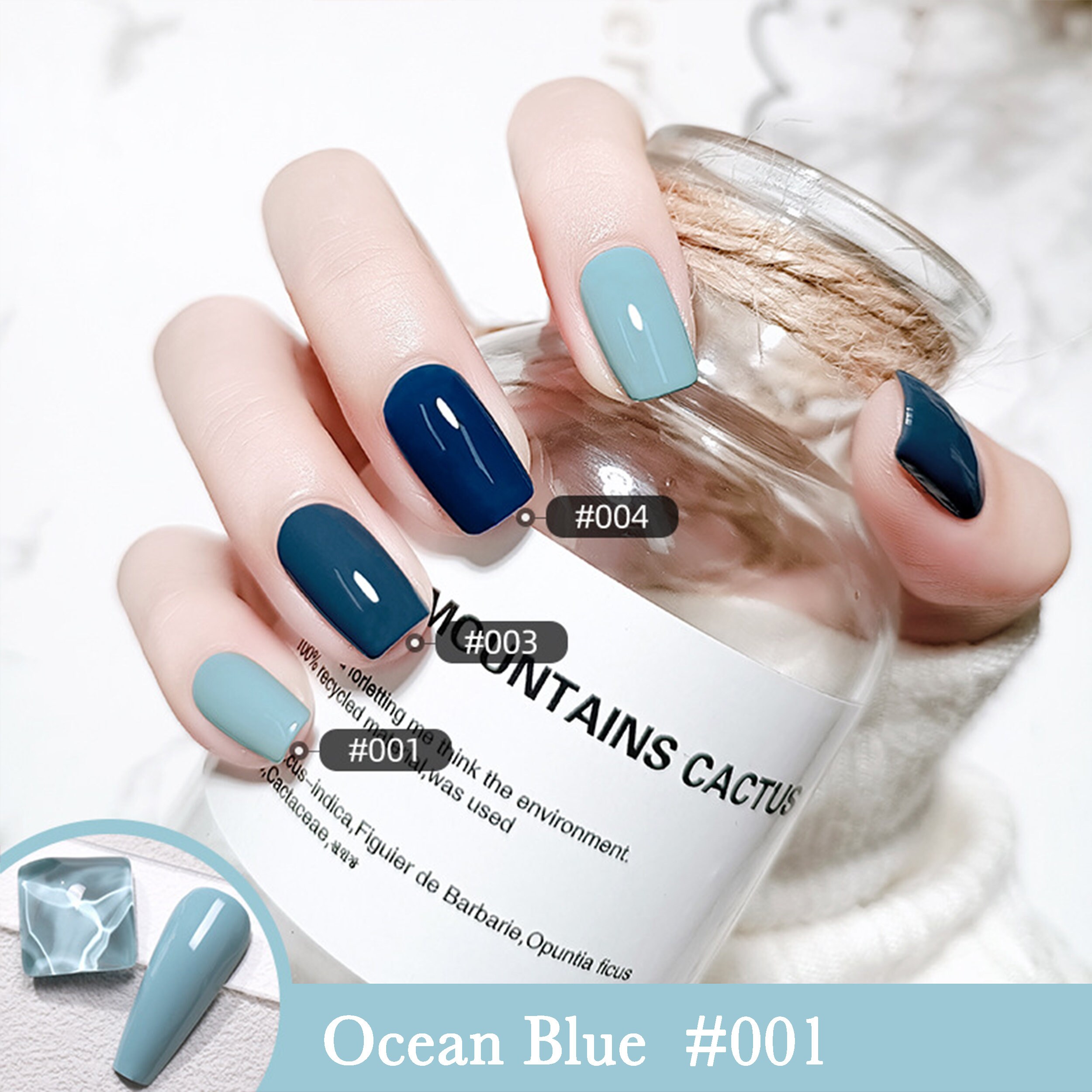 Ocean Blue Set Gel Nail Polish 8ml 4 Colors Ai La Nuo Soak | Etsy