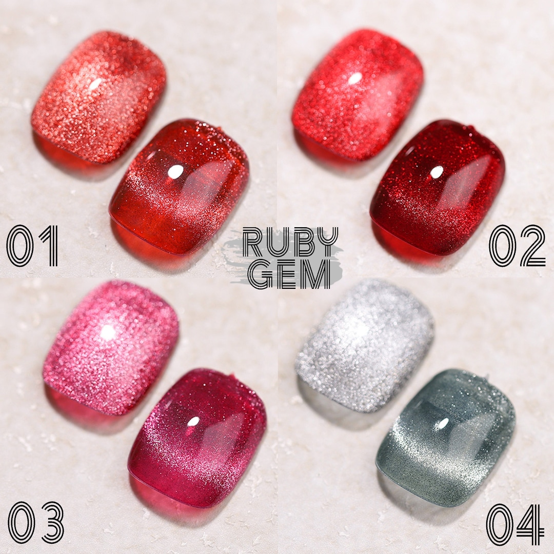 Ruby Gem Set GEL Nail Polish 8ml 4 Colors | Soak off UV/LED Gel Polish ...