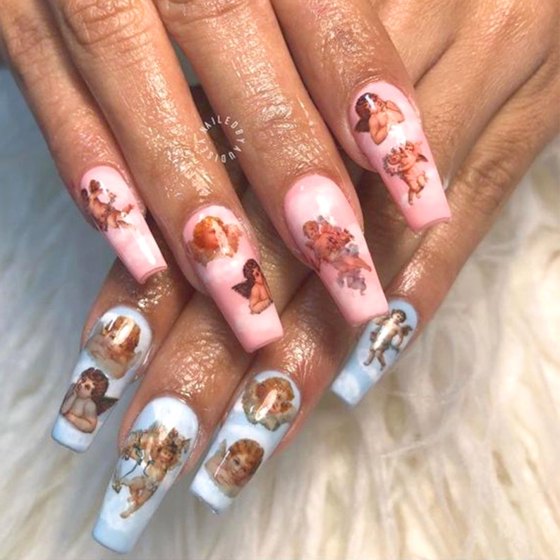 4 Sheets Baby Angels Cherub Nail Art Stickers Cupid Love Bow - Etsy