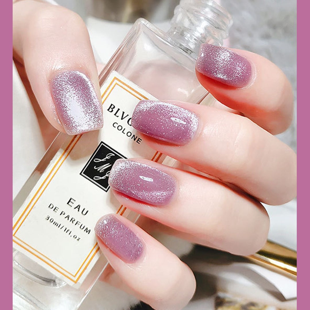 Desert Blush #06 Prickly Pear | Dusty Mauve Pink Cat Eye Glitter Nail ...