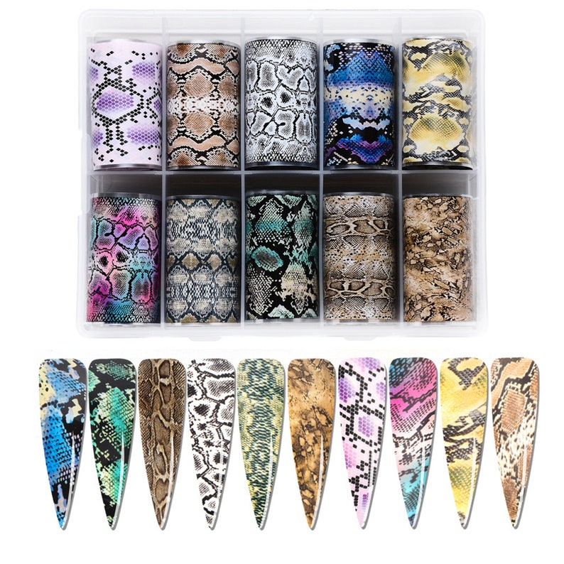 Snake Python Print Nail Art Transfer Foil Paper Nail Starry | Etsy