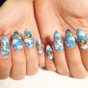4 Sheets Baby Angels Cherub Nail Art Stickers | Cupid Love Bow ...