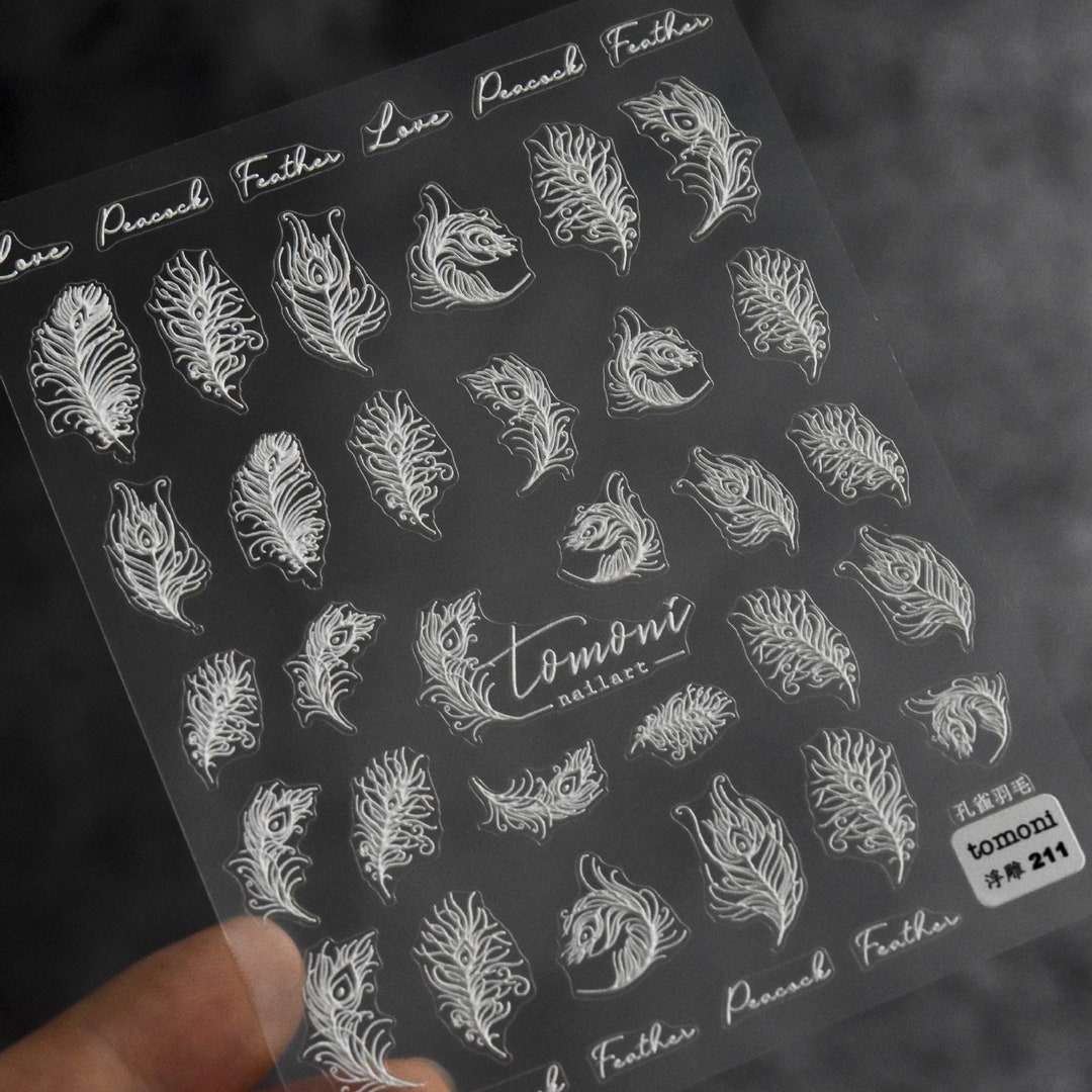 5D Large Feather White Nail Art Stickers - Etsy