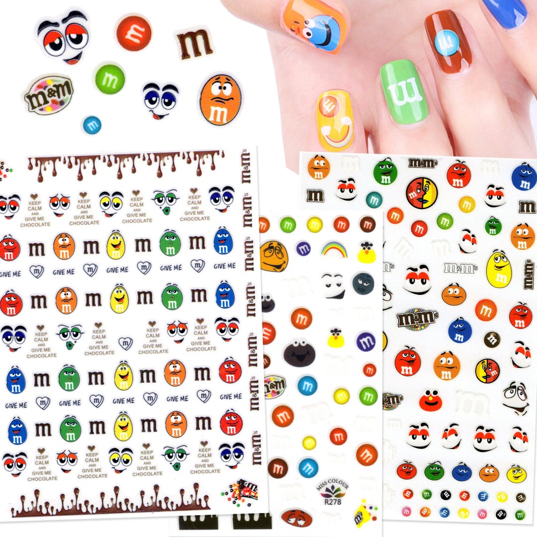 3 Sheets MM Chocolate Nail Art Stickers/decals | MM Candy Nails ...