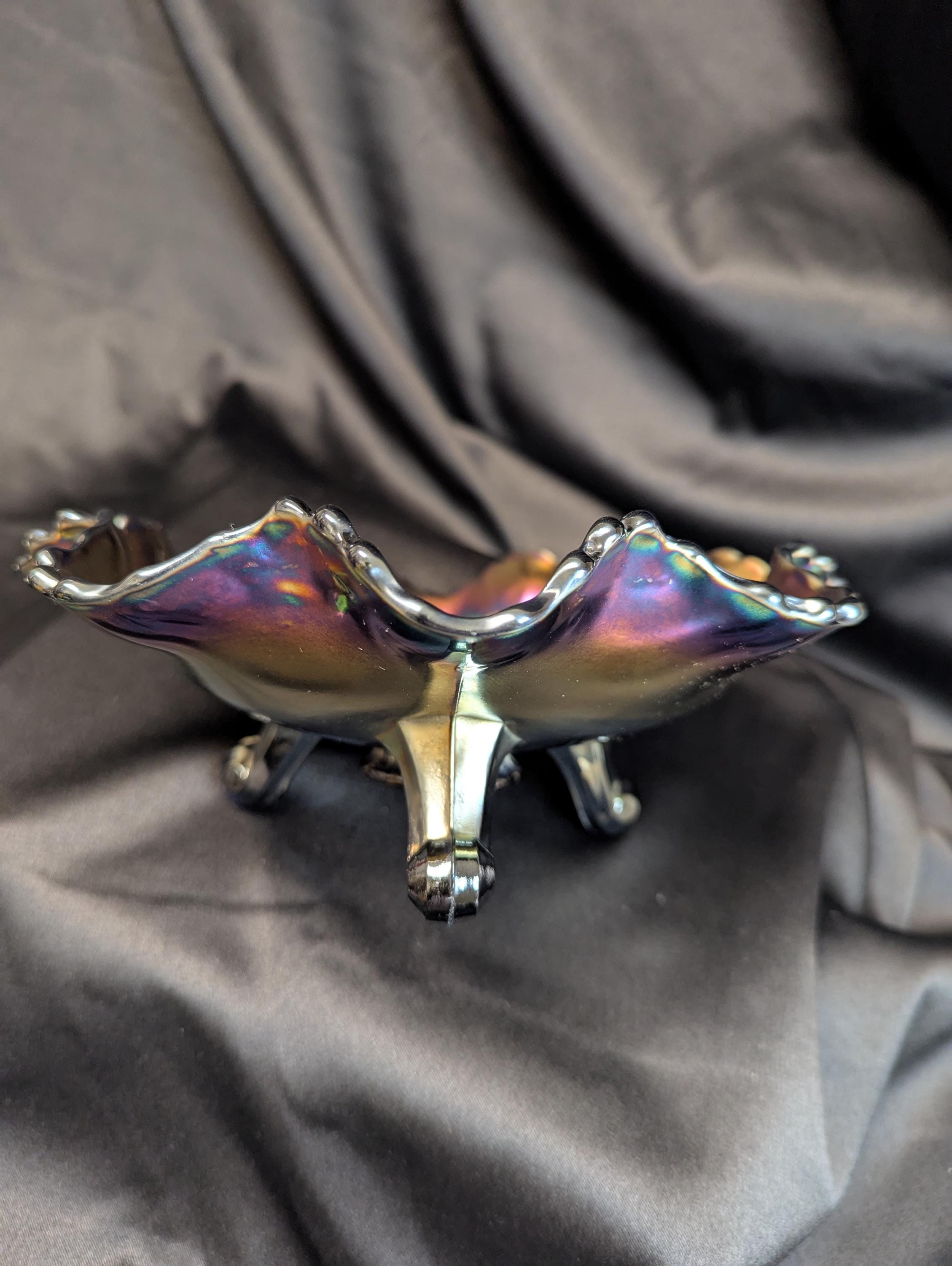 Fenton Ruffle Carnival Glass Bowl Grapes and Vine Leaves - Etsy