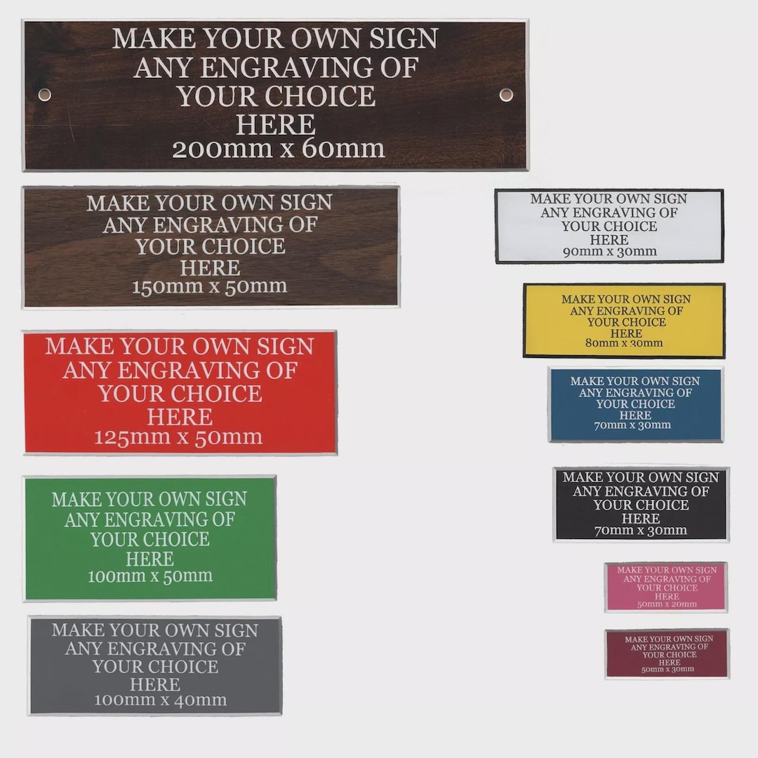 Laser Engraved Acrylic Labels Bevelled Edges Custom Text Various Sizes ...