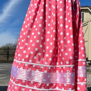 Pink and White Polka Dot Ribbon Skirt - Etsy