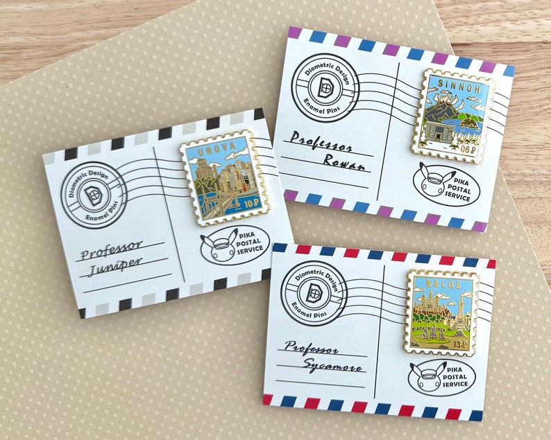 Pokemon Region Stamp Pins - SINNOH, UNOVA, KALOS - Etsy