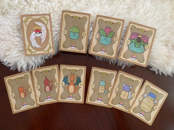 Kanto Starters Pokemon Geometric Cards Set of 9 | Etsy