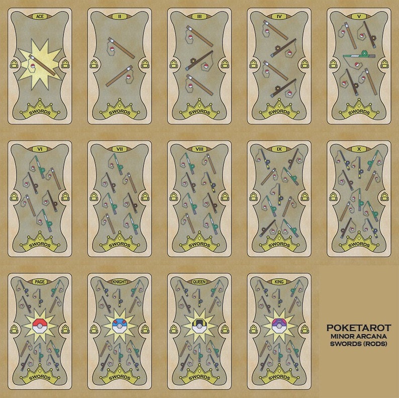 Pokemon Gen I Full Deck major & Minor Arcana - Etsy