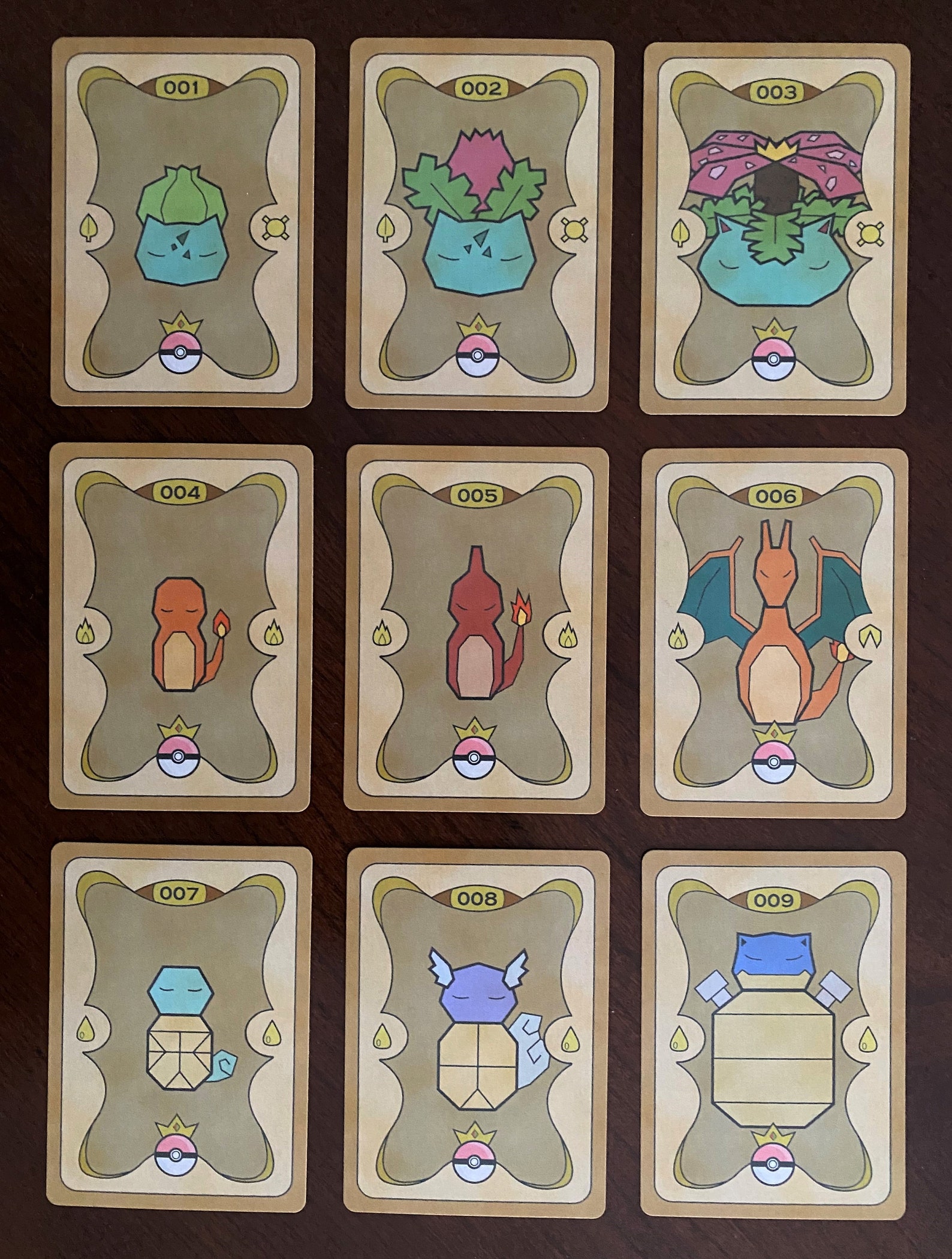 Kanto Starters Pokemon Geometric Cards Set of 9 - Etsy
