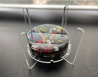 U-shape Acrylic Coaster Holder Display holds 4 Coasters Coffee Table ...