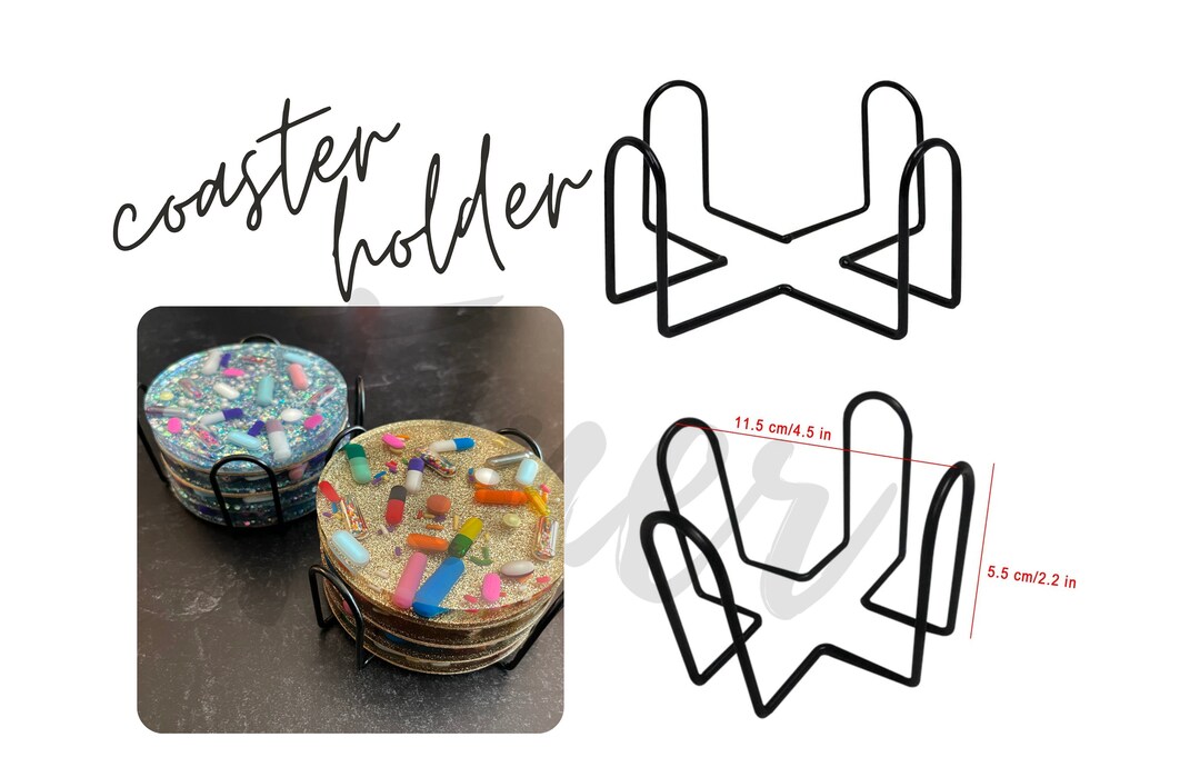 Wire Coaster Holder Black or Silver - Etsy