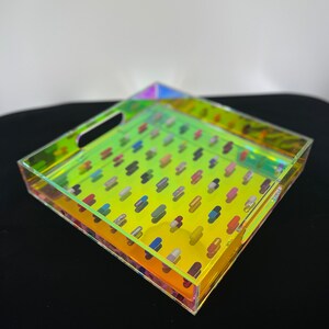 Iridescent Resin 10 X 10 Tray With Handles - Etsy