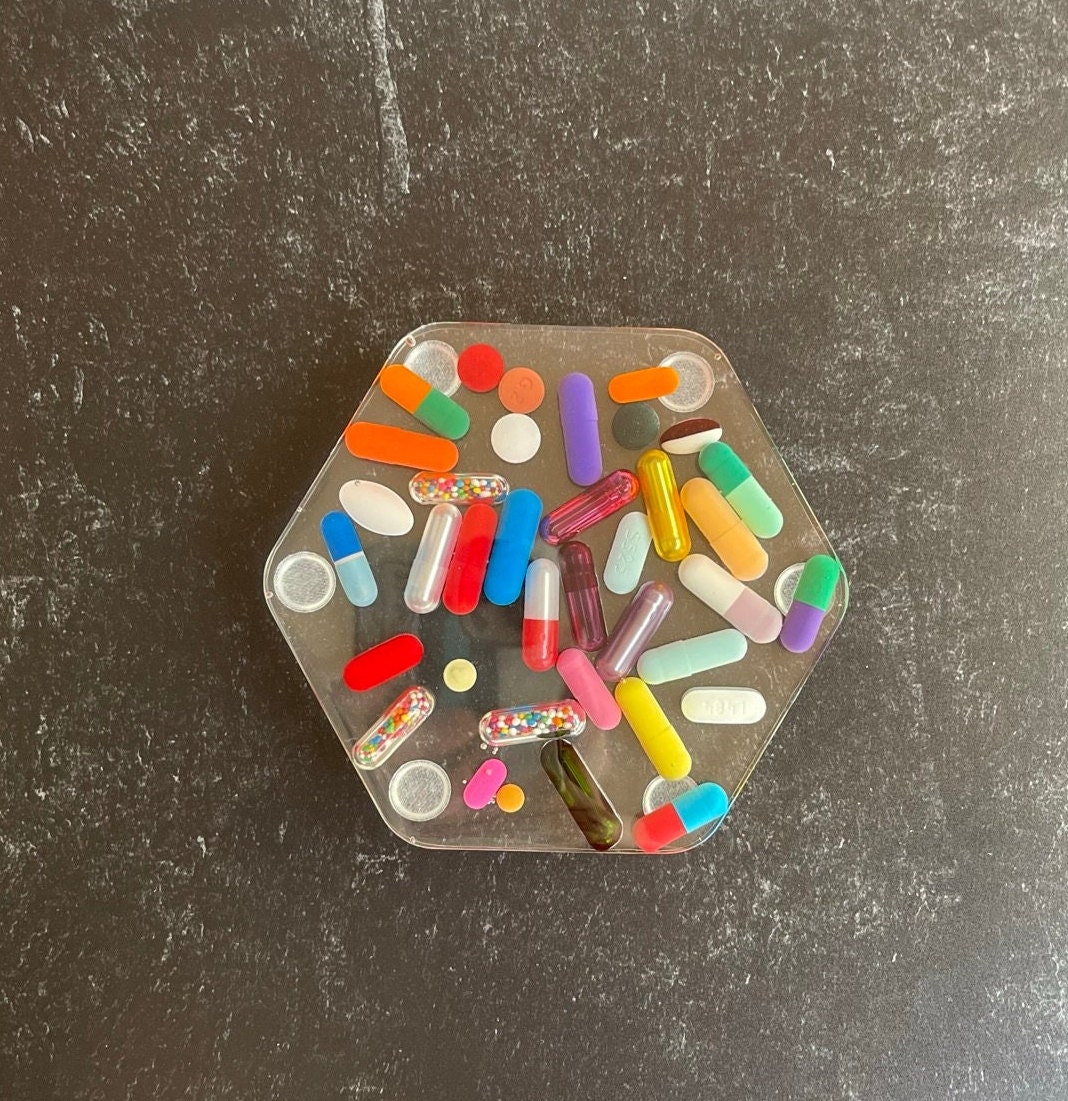 Clear Chill Pill Hexagon Coaster Without Sprinkles - Etsy