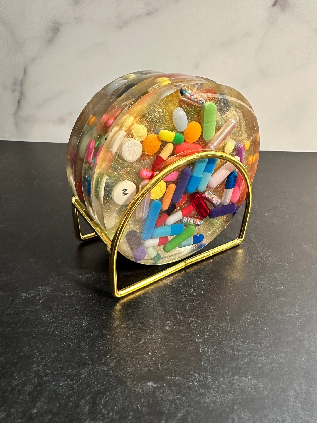 Gold Half Moon Wire Coaster Holder - Etsy