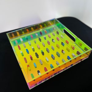 Iridescent Resin 10" X 10" Tray With Handles - Etsy