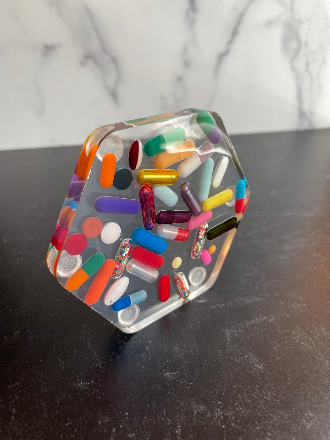 Clear Chill Pill Hexagon Coaster Without Sprinkles - Etsy