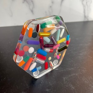 Clear Chill Pill Hexagon Coaster Without Sprinkles - Etsy