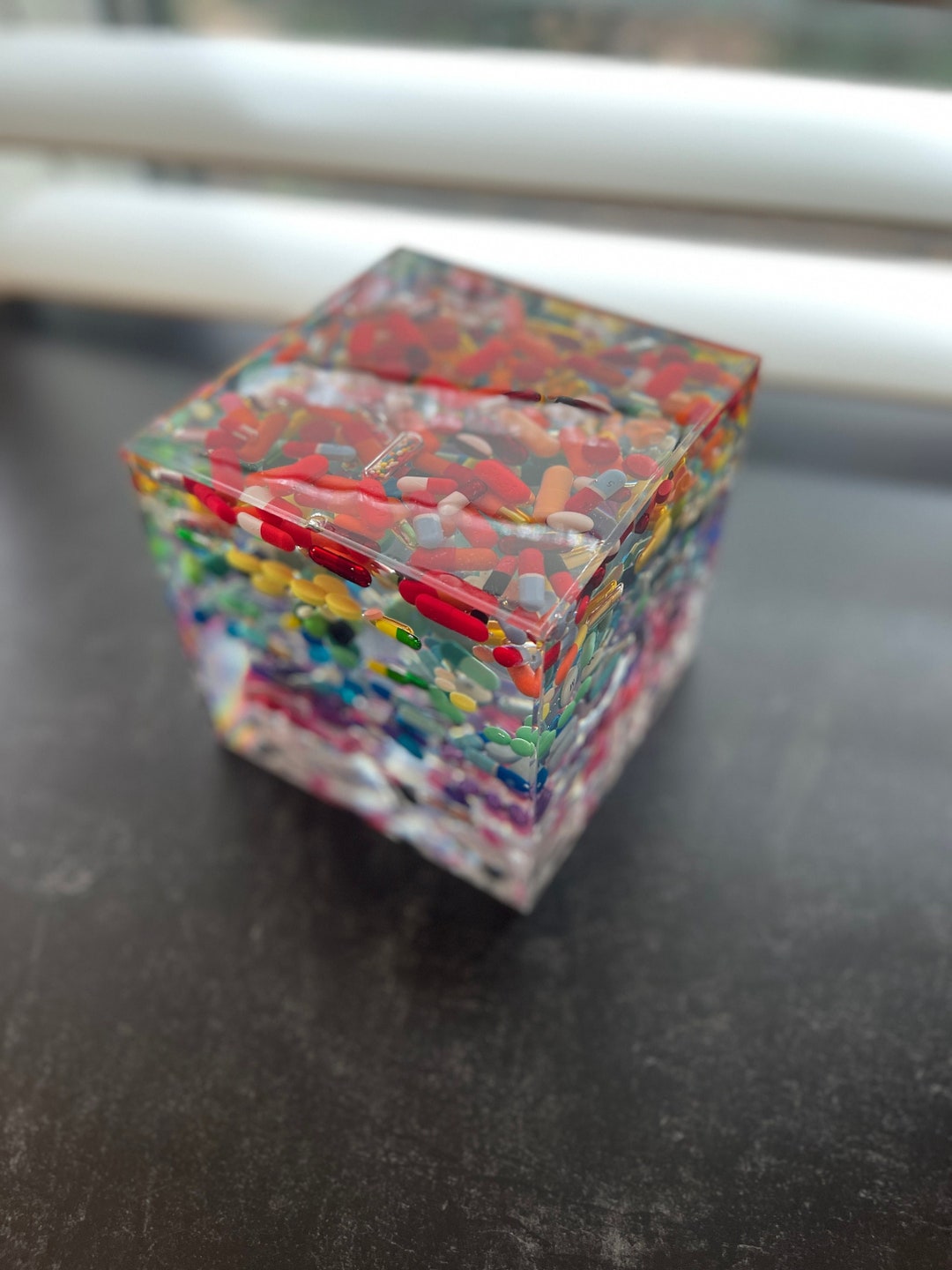 Rainbow Pill Paperweight Cube - 3", 4", 5", or 6" - Etsy